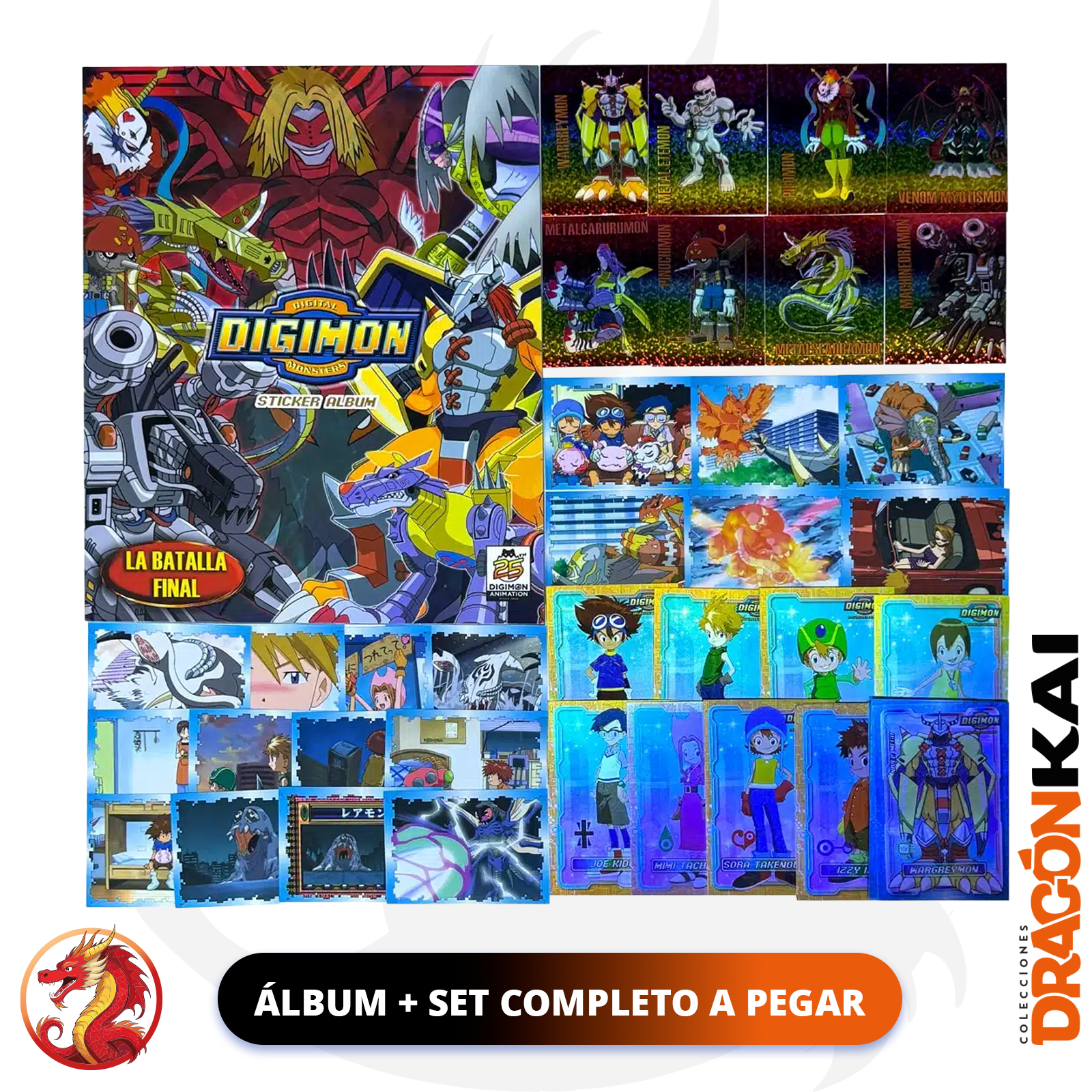 Álbum Digimon La batalla final + Set completo a pegar – Dragon Kai